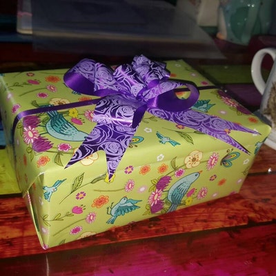 Chartreuse Gift Wrapping Paper With Bluebirds and Spring Flowers - Etsy