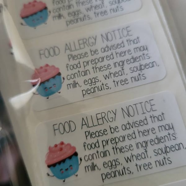 Cute Allergen Stickers, Small Food Labels, Bakery Stickers - Etsy