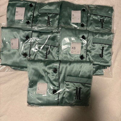 Sage Green Satin Matching Bridesmaid Pajamas Shirt Short Pant Set for ...