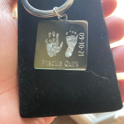 Actual Baby Footprint Keychain, Personalized Keychain Key Charm ...