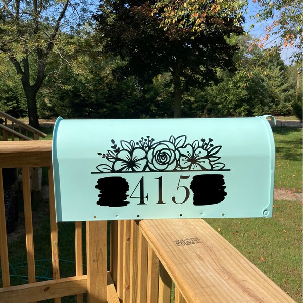 Flower Mailbox Decal Floral Mailbox Sticker Floral Personalized Mailbox ...