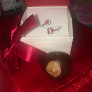 OSU Buckeye Grey Block O and White and Scarlet Crystal Bead - Etsy