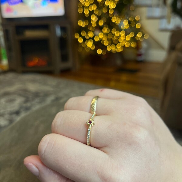 Plus Size Ring, Dainty Stacking Ring, Star Ring, Ruby Ring, Gift for ...