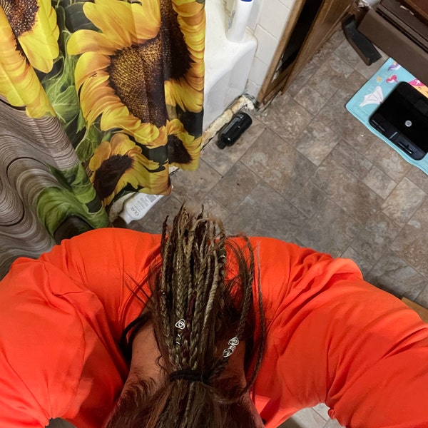 Clip in Dreadlocks Extension Ginger, Viking Bumpy Dreads Green on Hair ...