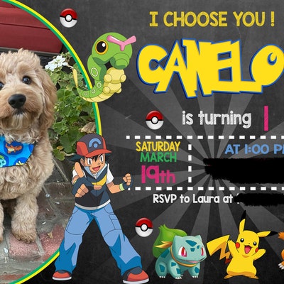 Pokemon Invitation, Personalized Invitation 5x7 or 4x6 - Etsy