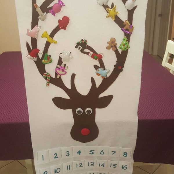 Christmas Advent Calendar Sewing Pattern - DIY Felt Countdown - Rudolph ...