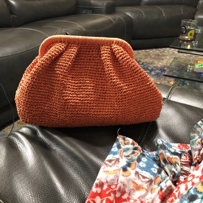 Small Raffia Beige Clutch Bag for Women Straw Knitted Raffia Bag Pouch ...