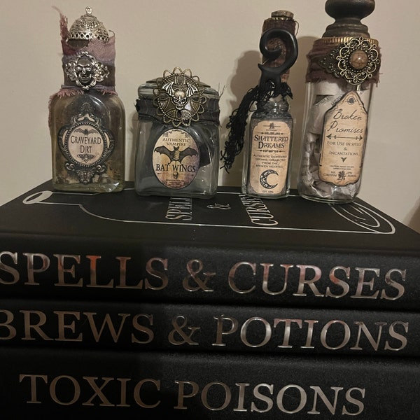 Broken Promises Potion Bottle, Large Glass Potion With Vintage Book ...