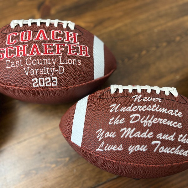 Coaches Gift//custom Personalized Embroidered Football // Football Gift ...