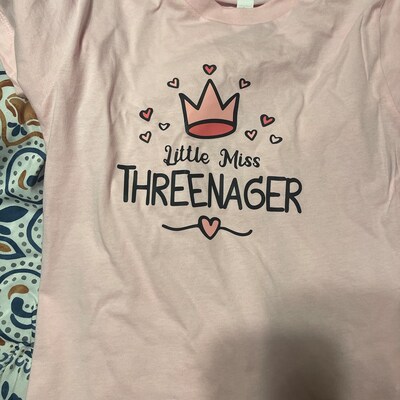 Little Miss Threenager Shirt, 3rd Birthday Girl Party Shirts, Three Year Old Birthday Toddler T ...