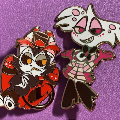 Hazbin Hotel Angel, Husk, Vox Chibi Enamel Pins - Etsy
