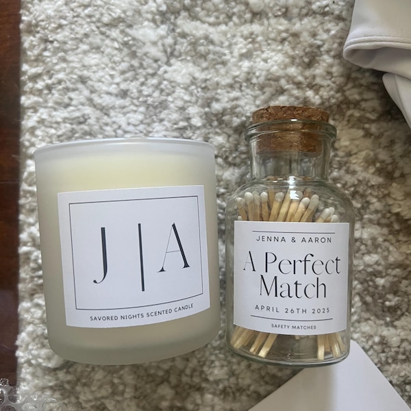 Personalized Wedding Candle & Match Set: Engagement Gift for Couple - Etsy