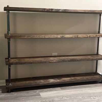 Steampunk Book Shelf, Industrial Bookcase, Wooden Book Case, Wooden ...