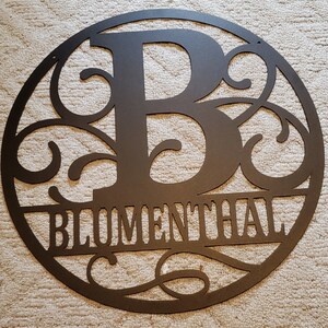 Round Personalized Metal Monogram Sign. Wedding Gift. Family - Etsy