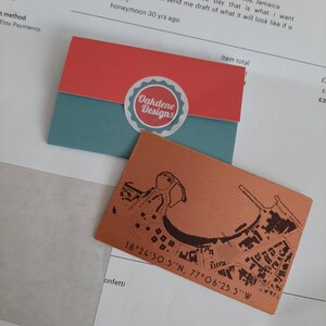 Personalised Copper Special Location Map Wallet Card - Etsy