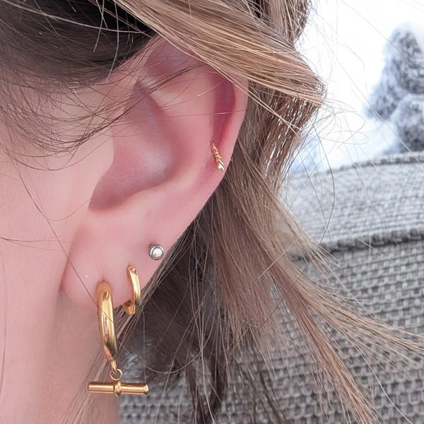 Huggie Hoop Earrings • Set of 3 Earrings • Cartilage Hoop • Hoop ...