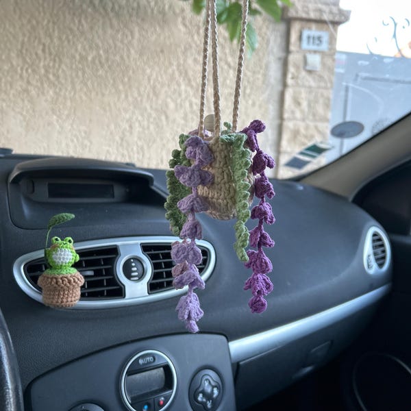 Crochet Car Air Freshener Diffuser, Handmade Plant Car Hanging With ...