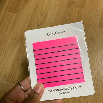 Lined Neon Pink Transparent Sticky Notes - Etsy