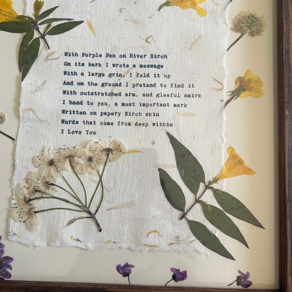 Custom Handtyped Personalized Poem Art Typed on Handmade Artisan ...