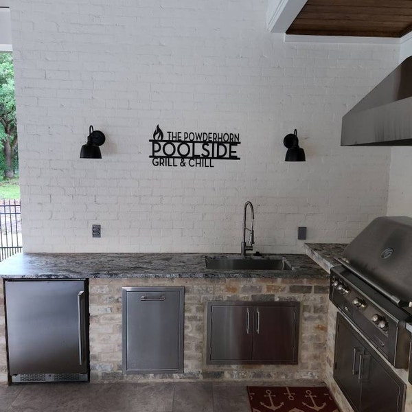 Personalized Bar & Grill Sign Metal Wall Art | Outdoor Patio Decor ...