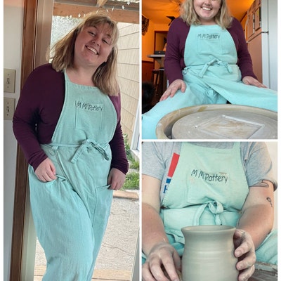 Aqua Blue Durable Cotton Canvas Pottery Apron Ceramic Apron Throwing ...