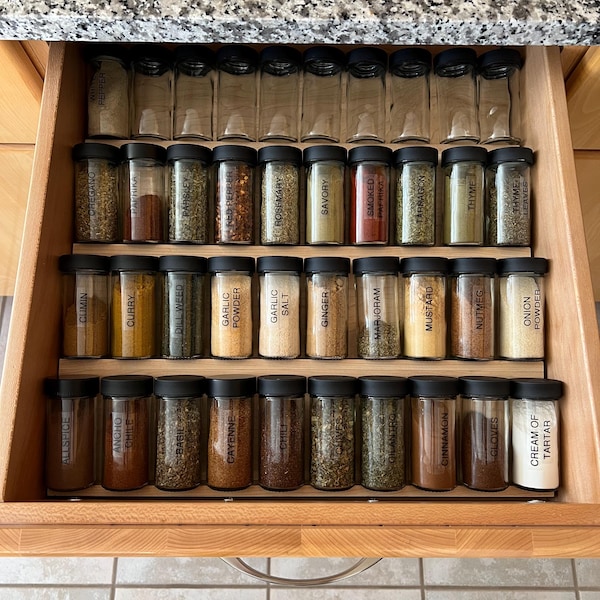 Custom Spice Drawer Insert Made From Solid Maple, Walnut, or White Oak ...
