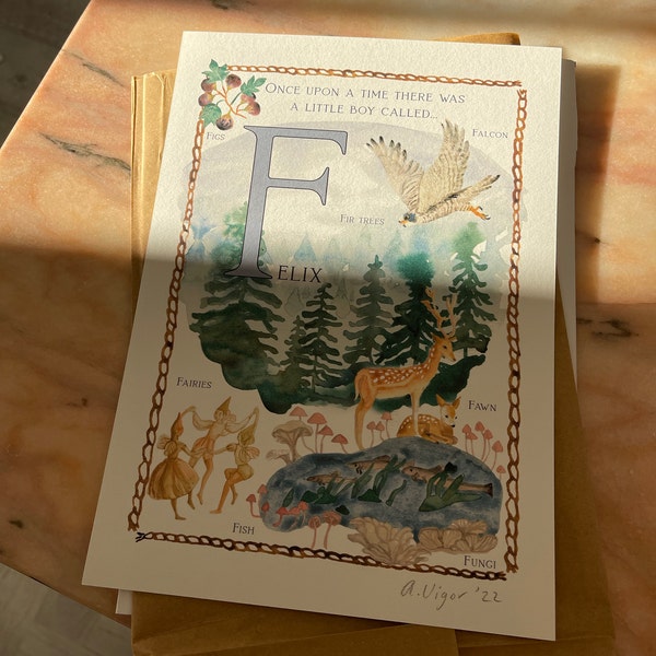 P A4 Personalised Baby Name Illustration Letter - Etsy