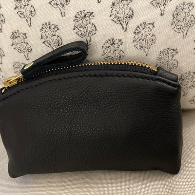 Leather Mini Clutch, Petite Leather Makeup Bag, Small Cosmetics Pouch ...