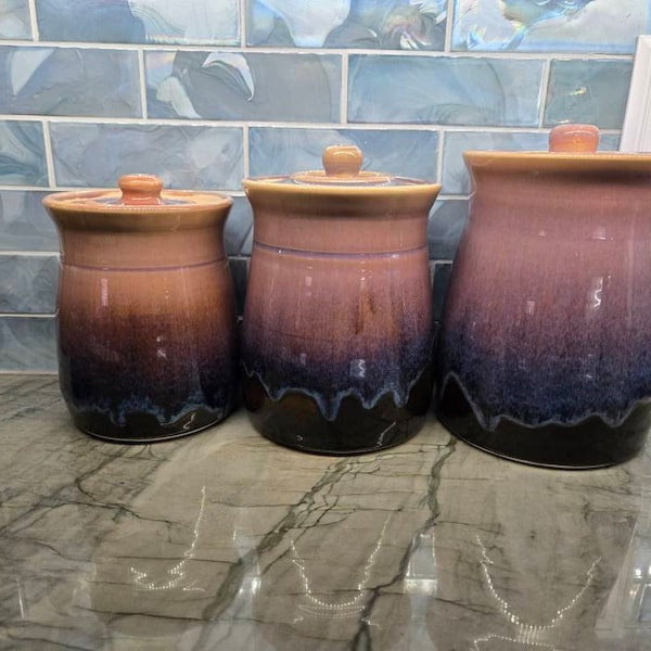 Handmade Pottery Storage Jars, Set of 3 Dragonfly Canisters. - Etsy