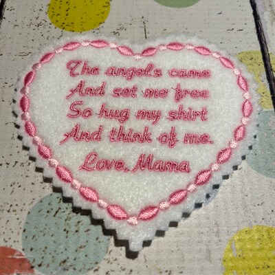 Custom Heart Memorial Embroidery Design, Memory Heart Machine ...