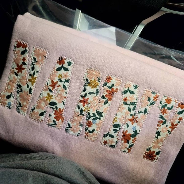 Custom Embroidered Mama Sweatshirt Floral Applique Sweatshirt | Sleeve ...