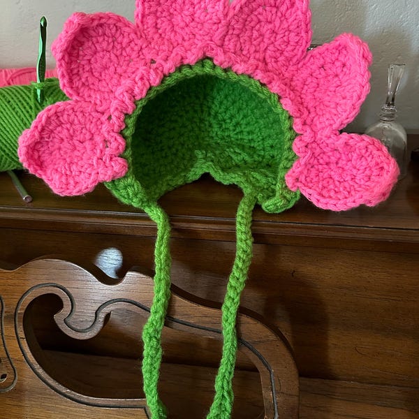 Pattern Flower Fairy Bonnet | Crochet Pattern I Crochet Flower Hat ...