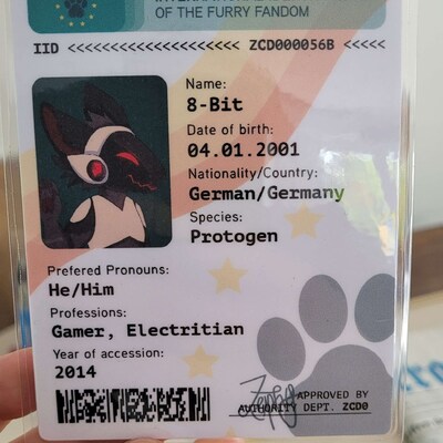 Personalized Furry Fandom ID Card Laminated, With Optional NFC Tag and ...