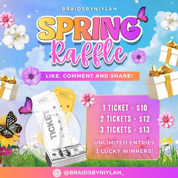 Spring Season Raffle Flyer, DIY Flyer Template Design, Spring Giveaway ...