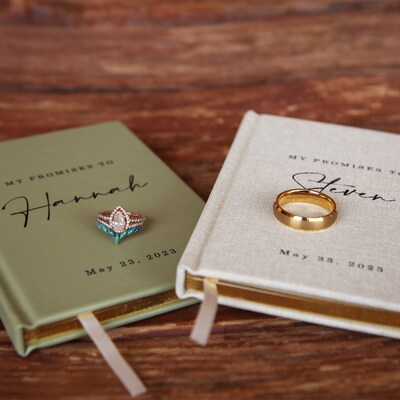 2 Vow Books Promises Hard Cover Wedding Ceremony Vow - Etsy