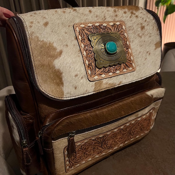 Leather Backpack Women, Cowhide Leather Backpack, Cowhide Backpack ...