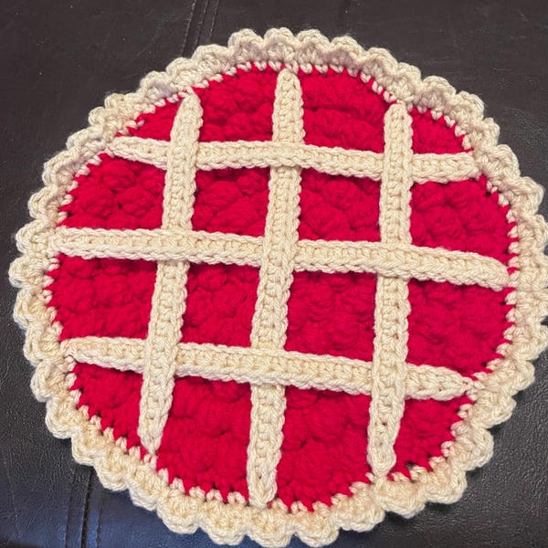 Cherry Pie Trivet Crochet Pattern | Kitchen Decor | Food-themed Crochet ...
