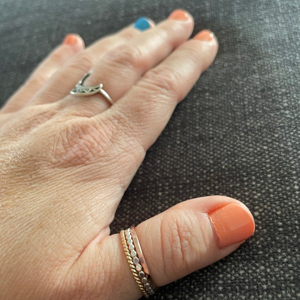 Silver Gold and Rose Gold Stackable Rings // Set of 3 Simple Sterling ...