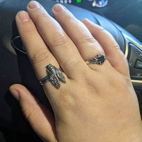 Silver Cicada Ring Sterling Silver Insect Ring Witch Ring Bug Ring ...