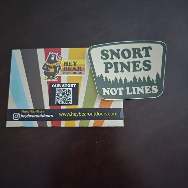 Snort Pines Not Lines, Outdoors Water Bottle Sticker, Funny Nature ...