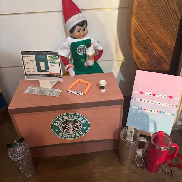 Elf Bucks Coffee Shop Display Prop, Doll Costume, Elf Clothes ...