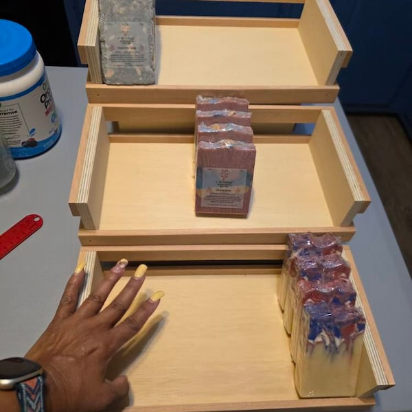 3 Wood Crates + 3 Storage Totes Soap Display Stand for Farmers Market ...