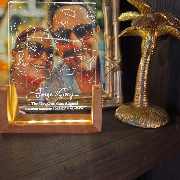 Personalized Constellation Chart Lamp - Gift Star Map on Night Light ...