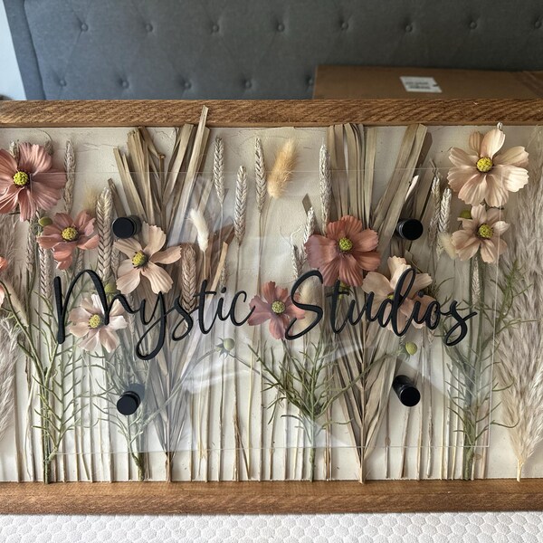 Boho Floral Nursery Name Sign, Boho Decor, Name Sign, Acrylic Overlay ...