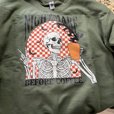 Funny Halloween Sweatshirt, Skeleton Halloween Shirt Coffee Fall Shirt ...