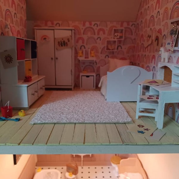 Dolls House Modern Full Bathroom Set, Bath, Vanity With Double Sinks ...