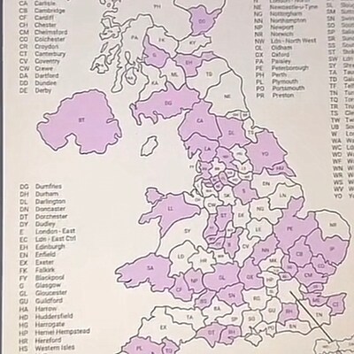 EDITABLE UK Postcode Sales Map, Business Colour in Map, Etsy Sales ...