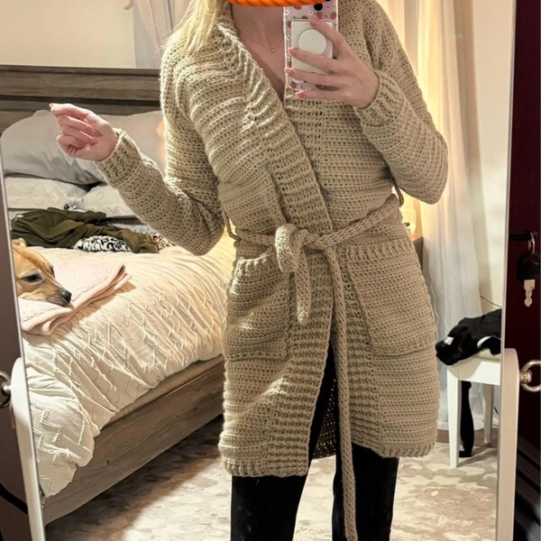 Long Crocheted Cardigan, Autumn Duster Cardigan Crochet Pattern, Easy ...