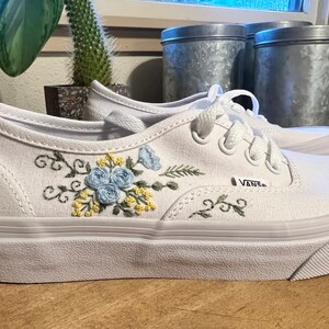 Embroidered Shoes/ Custom Vans Shoes/ Embroidered Vans Bouquet of ...