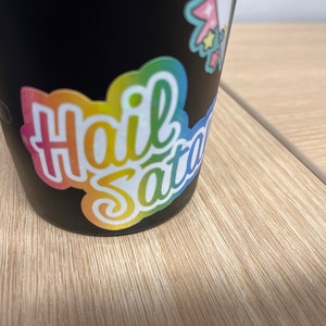 Holographic 90s Nostalgia Inspired Hail Satan Vinyl Sticker - Etsy